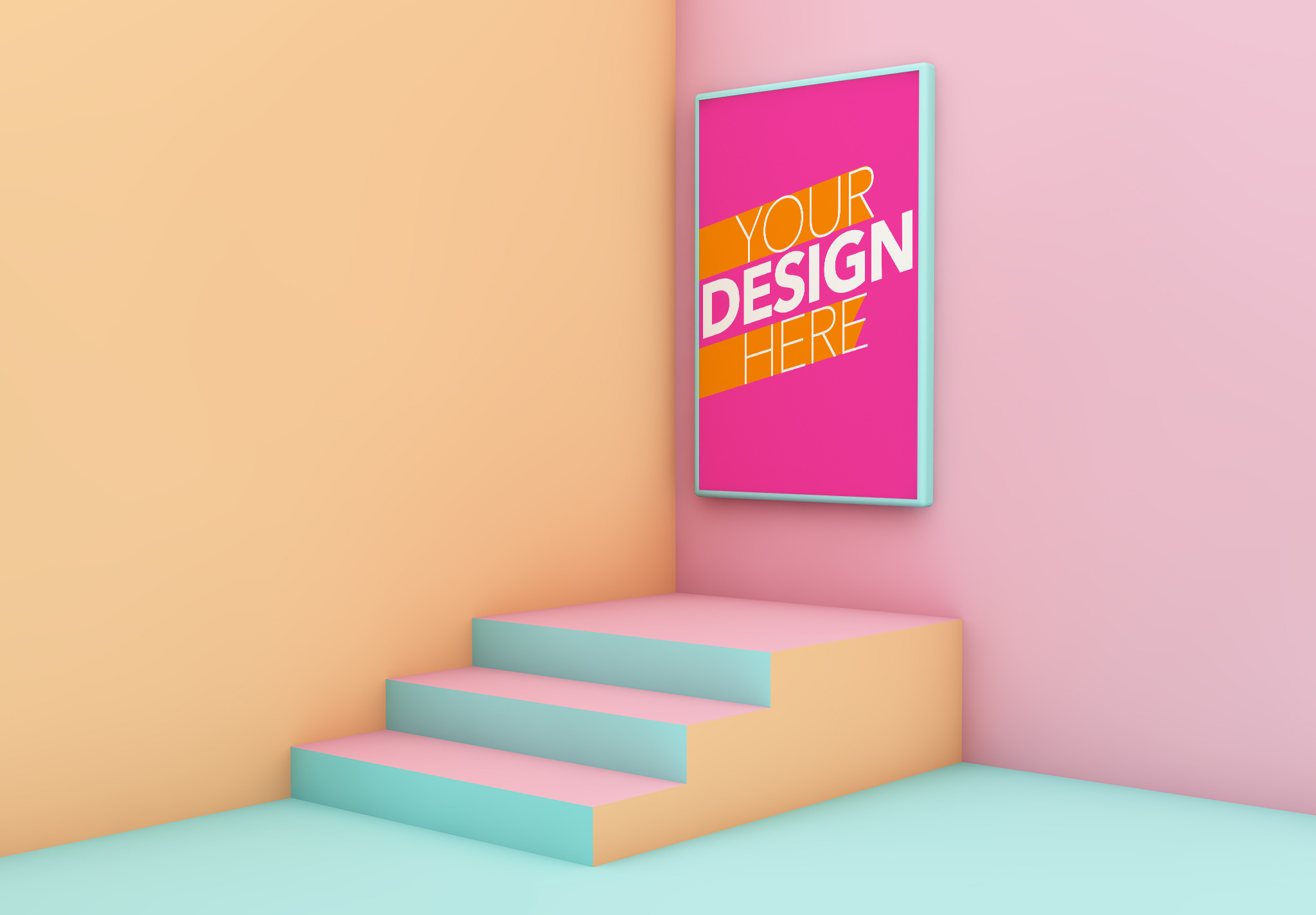 Colorful Corner Poster Mockup, a Print Template by McLittle Stock