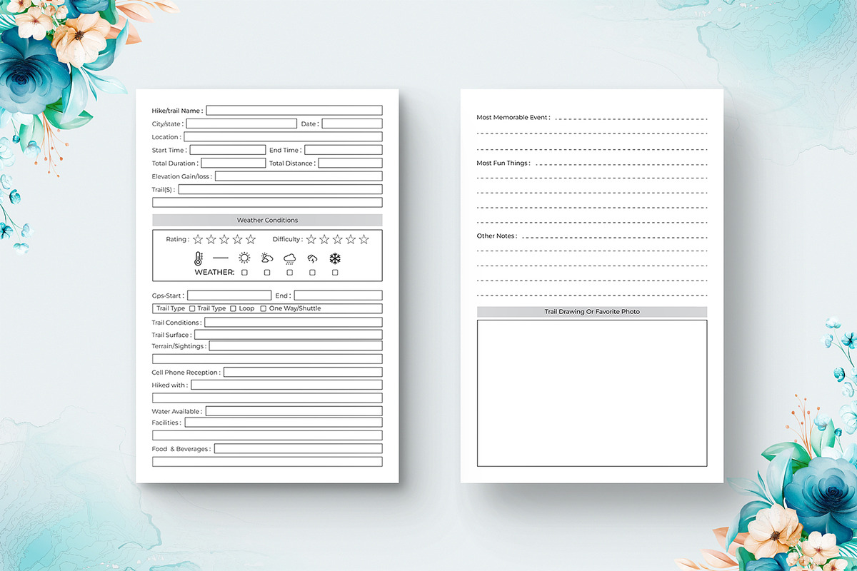 Editable Hiking Logbook | KDP Interior | Creative Market