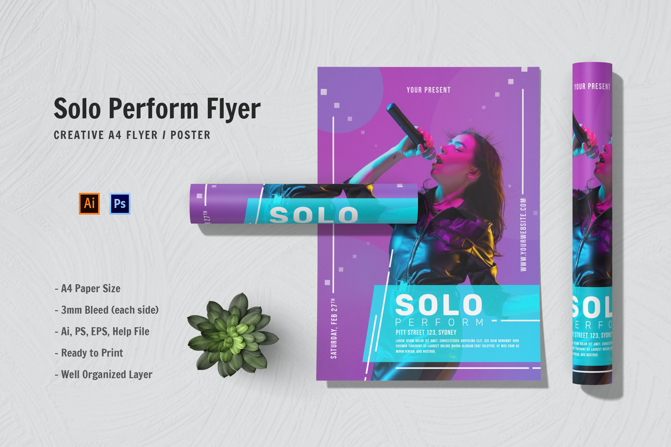 Solo Perform Flyer, a Flyer Template by AQR Studio