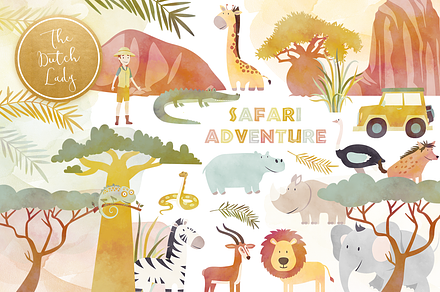 Zoo, Jungle, Safari Animals Clipart | Animal Illustrations ~ Creative ...
