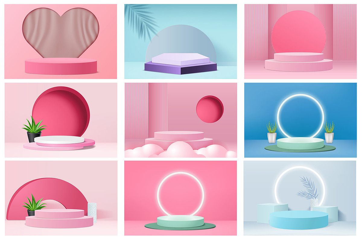 Podium Background Bundle, an Object Illustration by Digital Studio