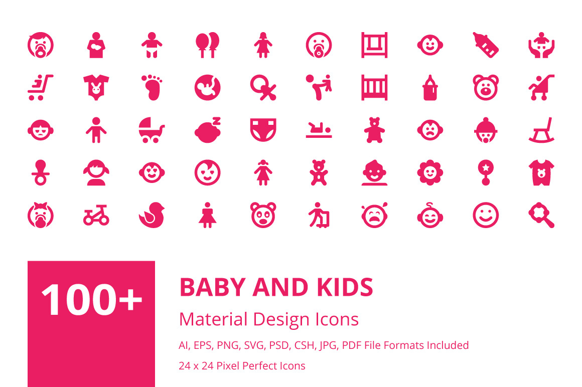 100+ Baby and Kids Material Icons, an Icon by Creative Stall