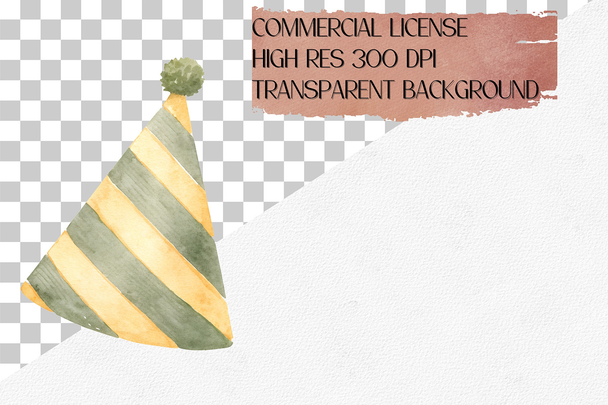 Watercolor Party Hats Clipart Set