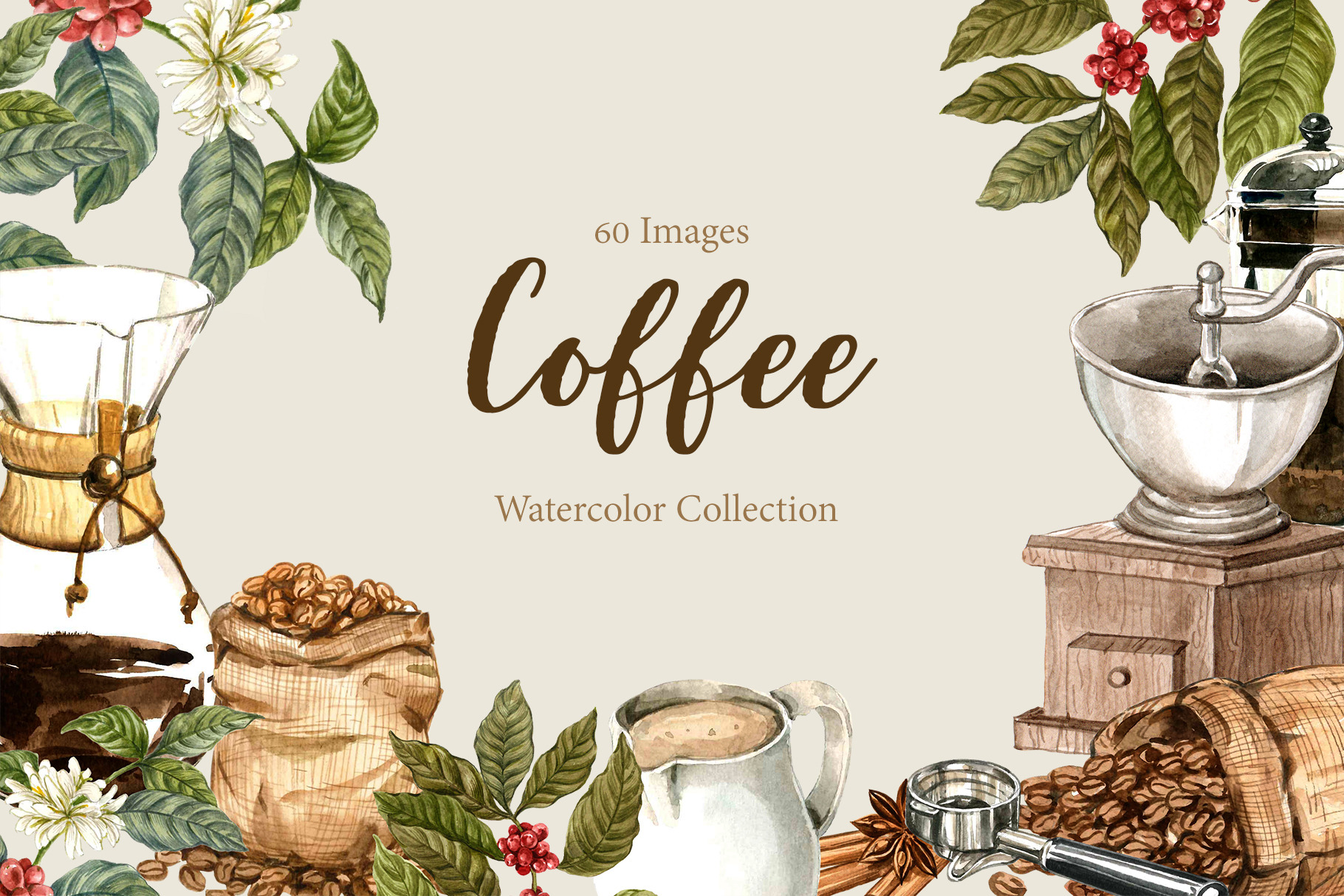Drip Coffee watercolor set, a Food Illustration by CreativeValuation