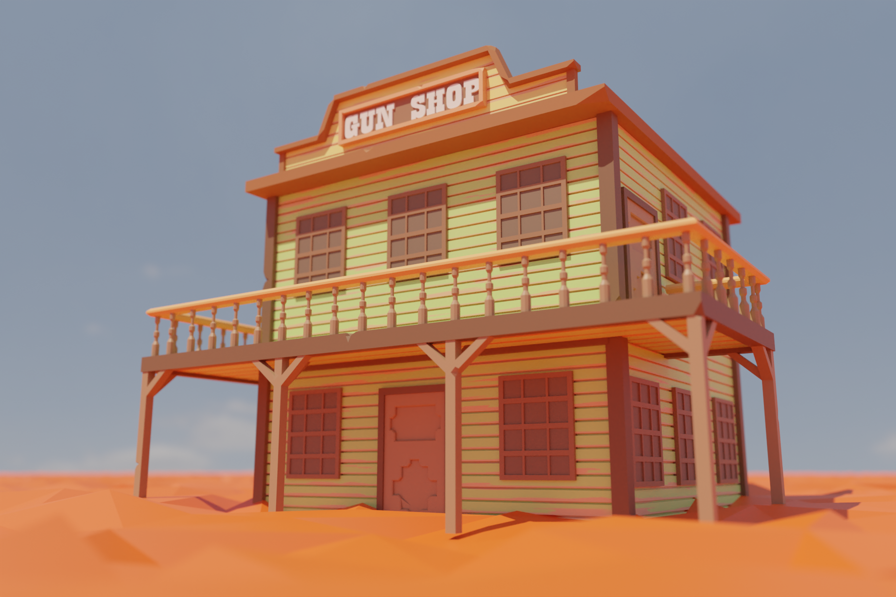 Low Poly Western Gun Shop | Illustrations ~ Creative Market