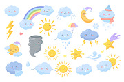 Cute weather. Cartoon weather, an Illustration by Frogella