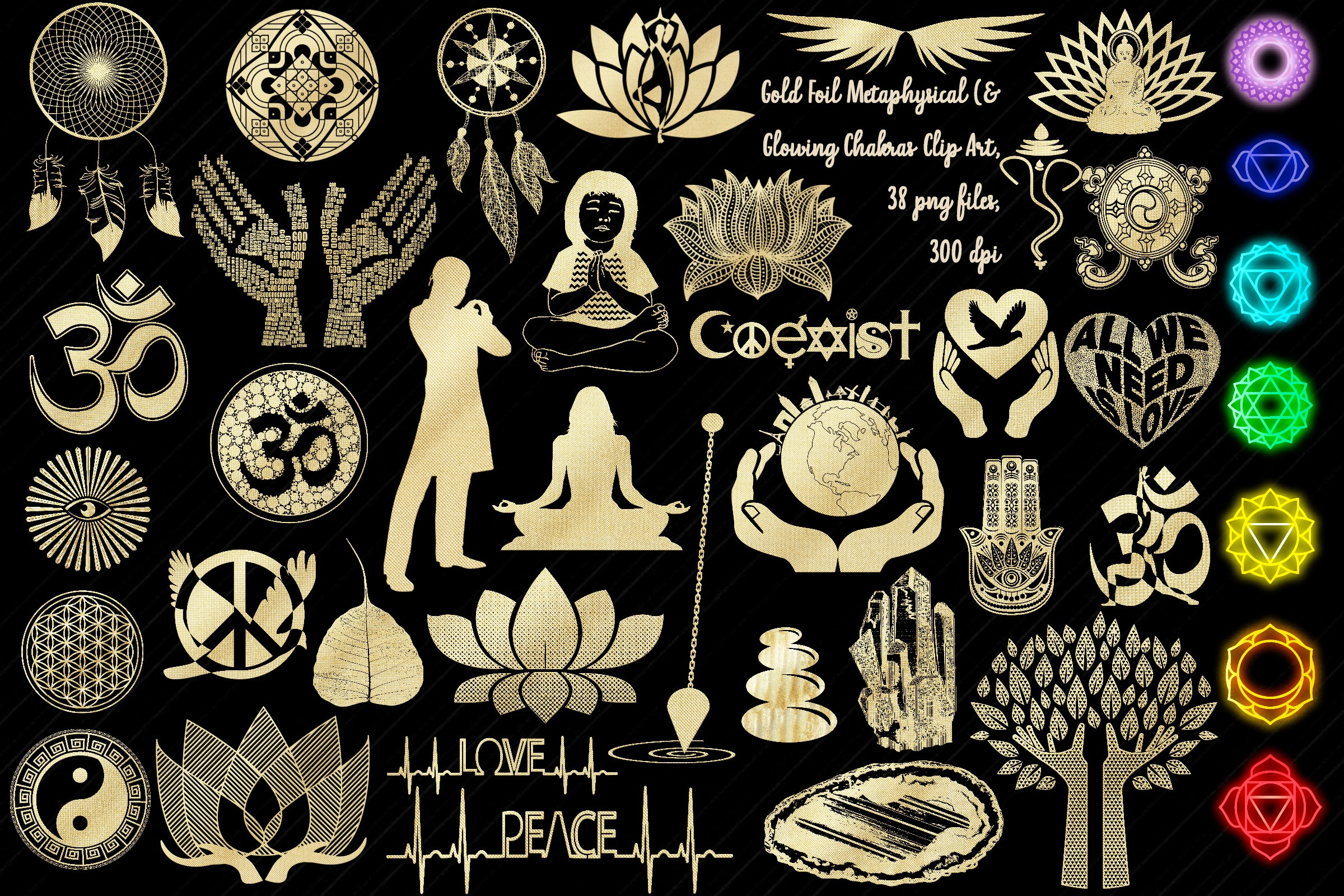 Metaphysical Gold Foil Clip Art, an Illustration by FrankiesDaughtersDesign