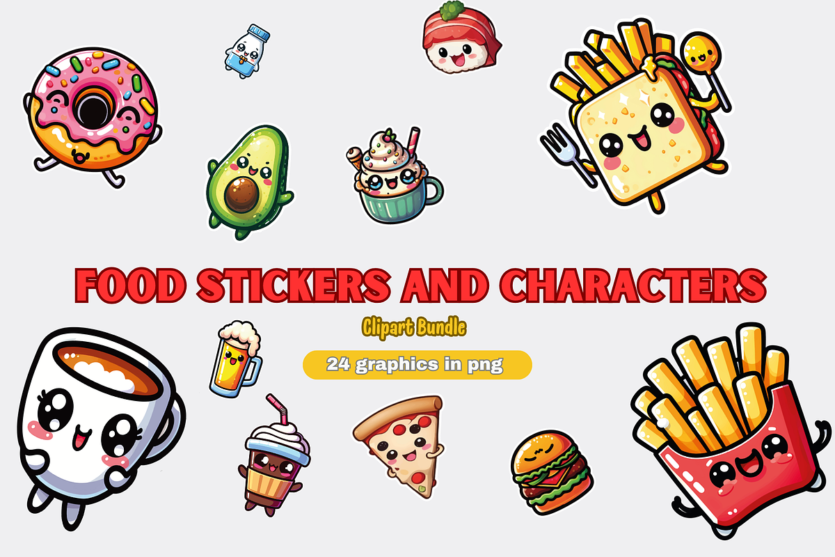 Food Stickers & Characters Clipart | Creative Market