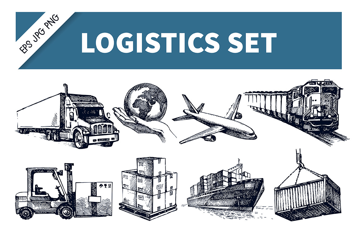 Hand Drawn Logistics & Delivery Set | Work Illustrations ~ Creative Market