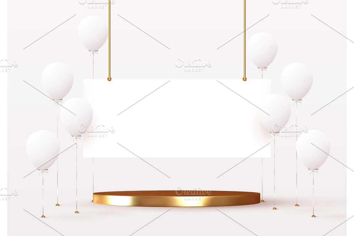 Festive Stage / Balloons with podium, a Templates & Theme by Modern vector