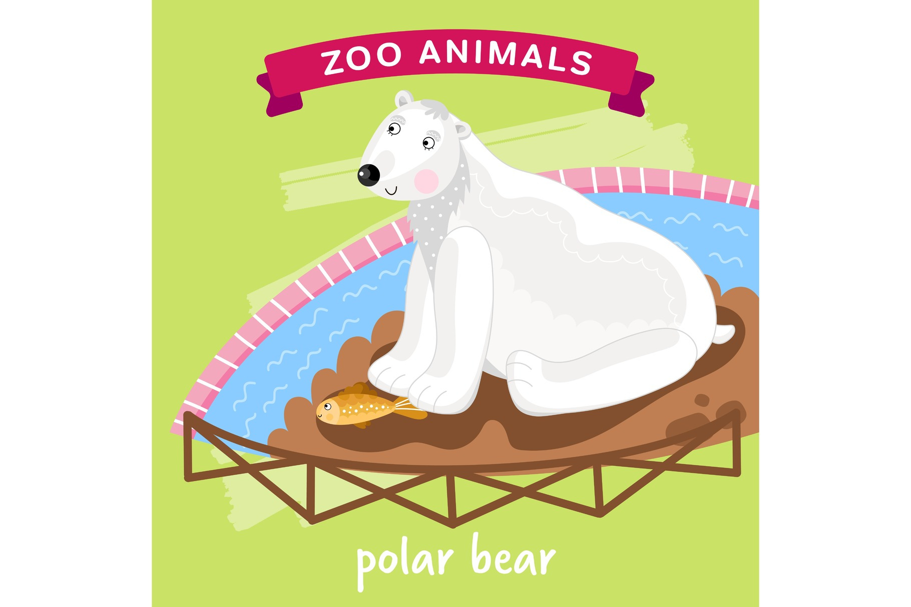Vector Zoo Animal, Polar Bear, an Animal Illustration by studioworkstock