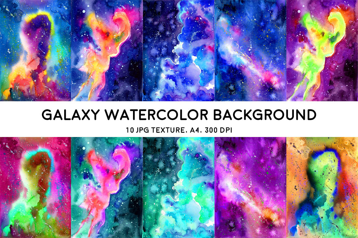 Galaxy Watercolor Background, a Texture Illustration by Anastasia