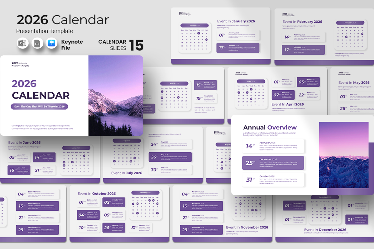 2026 Calendar - Keynote Template, a Presentation Template by QR Design ...