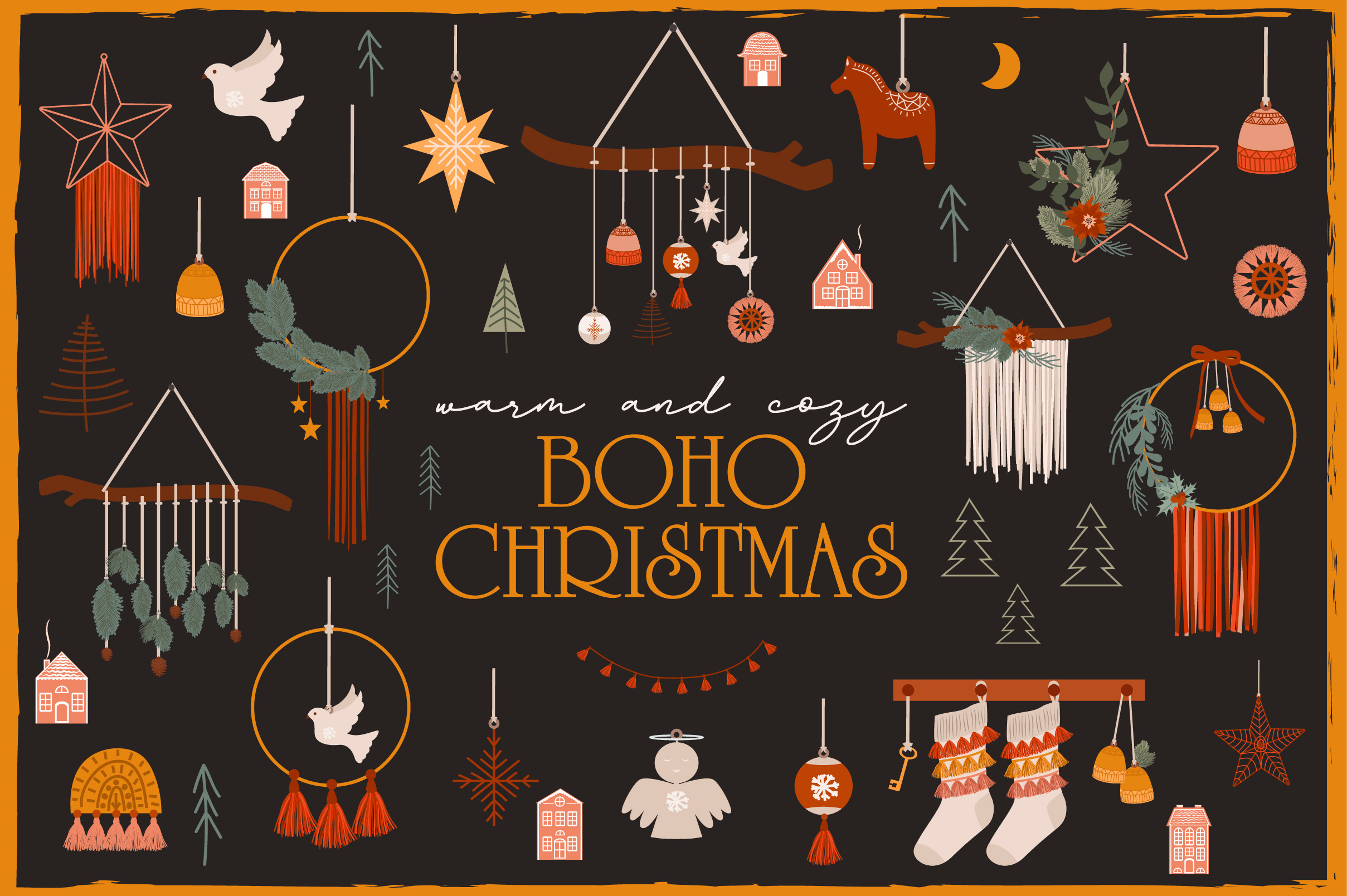 Boho Christmas, warm & cozy, a Seasonal Illustration by Mio Buono