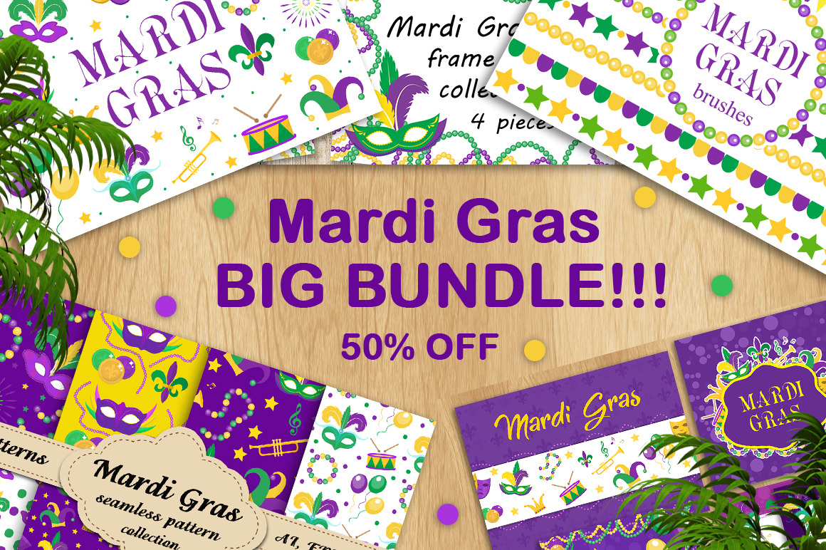 Mardi Gras BIG BUNDLE !!, a Background Graphic by Lucia Fox