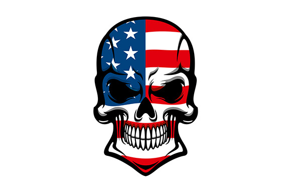 Human skull with American flag, a Background Graphic by Vector Tradition