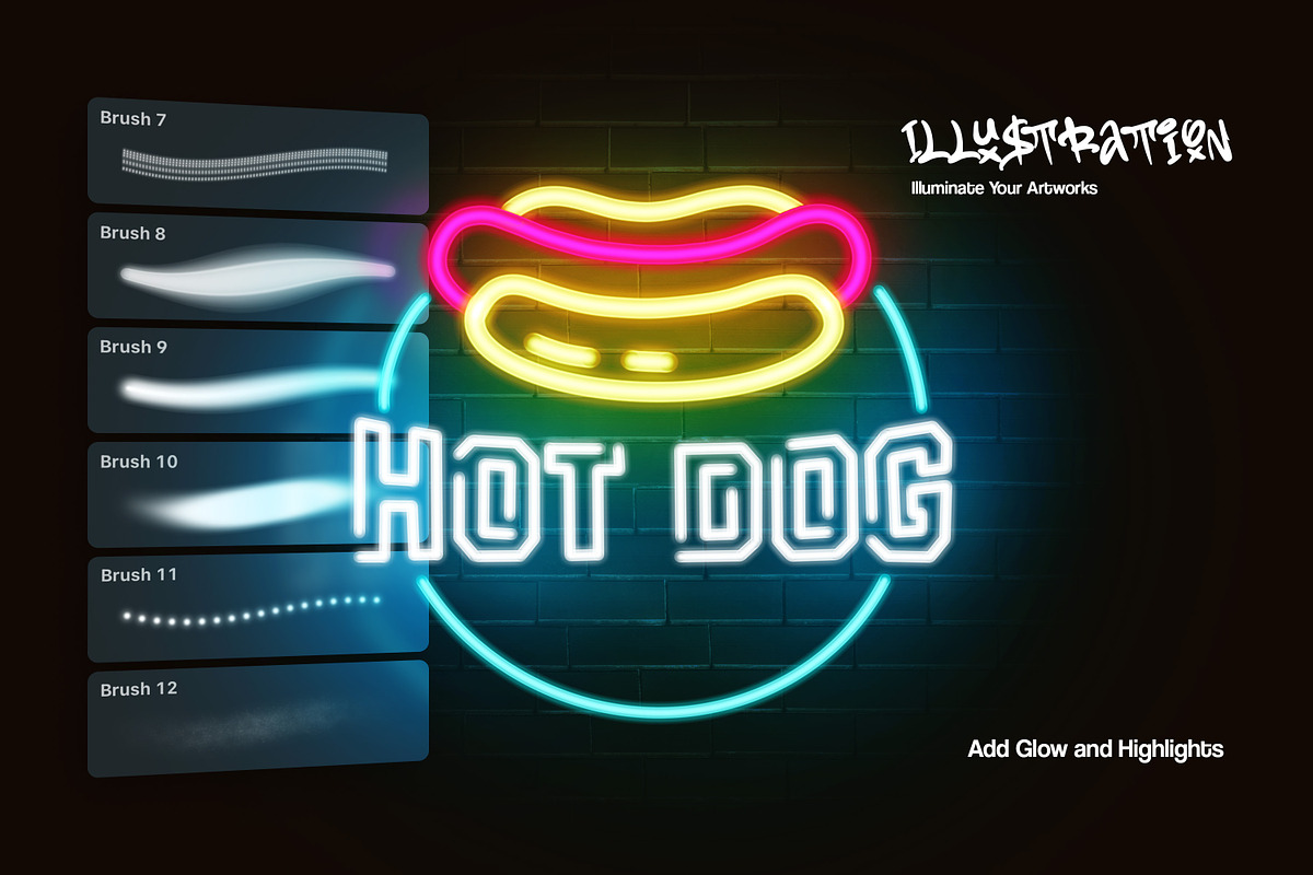 Multi-App Neon Light Brushes, a Brush Add-On by pixelbuddha.net