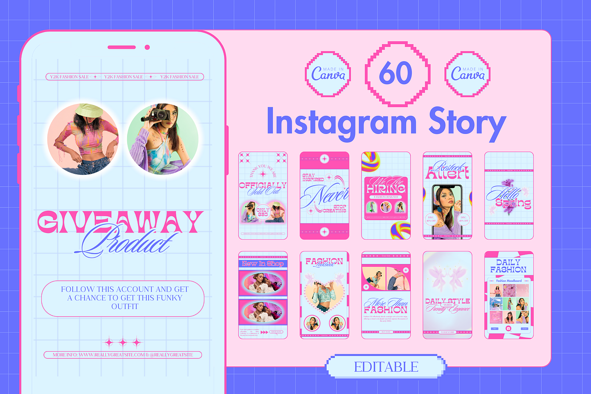 120 Y2K Fashion Instagram Pack, a Social Media Template by Branding ...