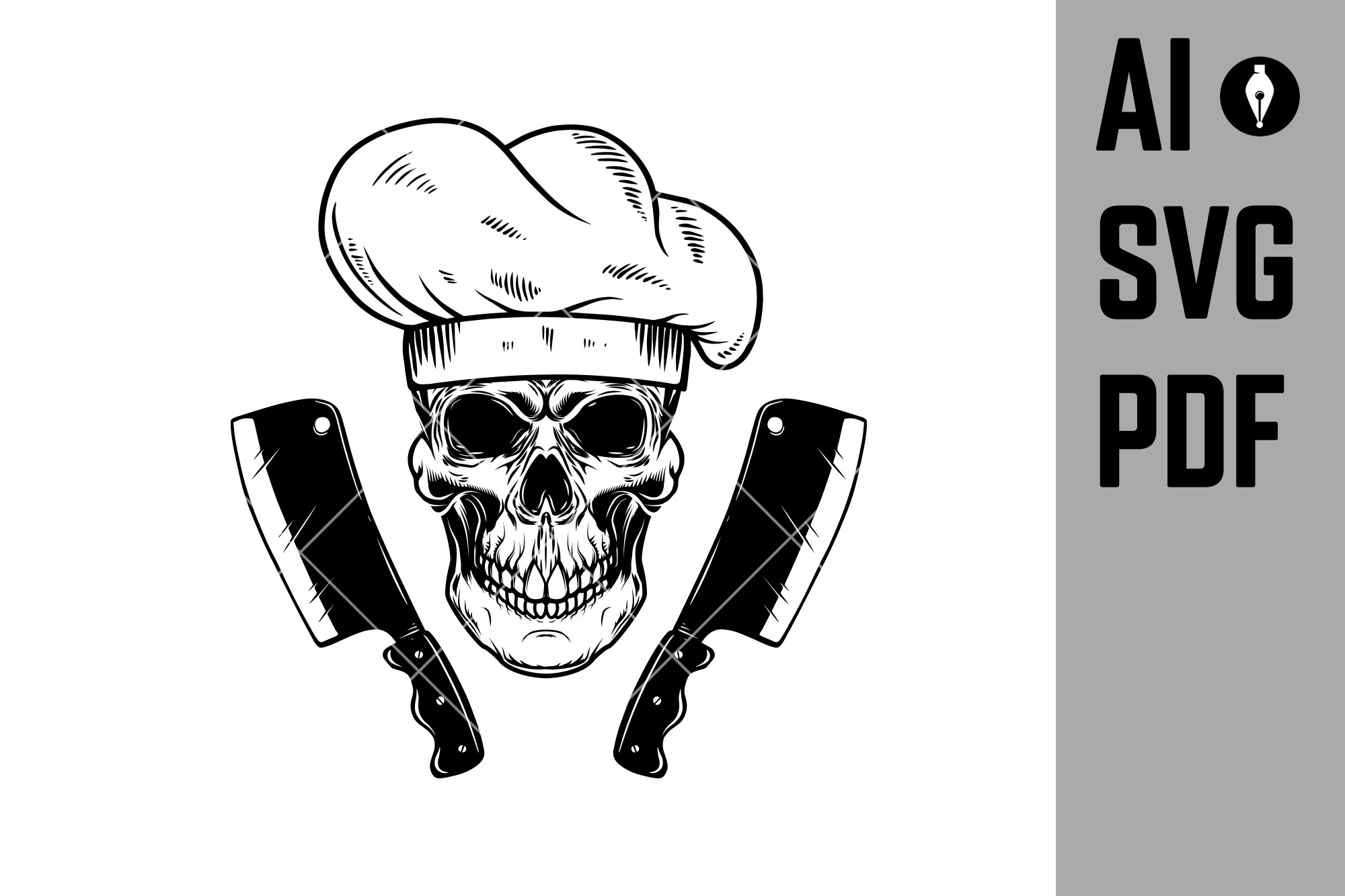 Illustration of chef skull and meat, an Object Graphic by Vectorhight ...