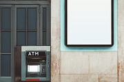 ATM and poster template on the wall, a Business Photo by SkyNext