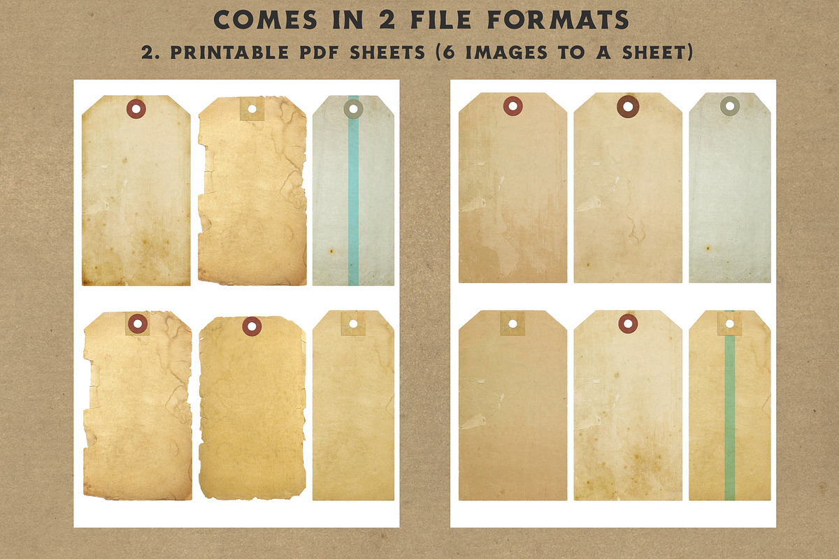 Printable vintage blank tags, an Object Graphic by Paper Farms