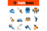 12 tools flat design icons, an Icon by Pavel Vectors