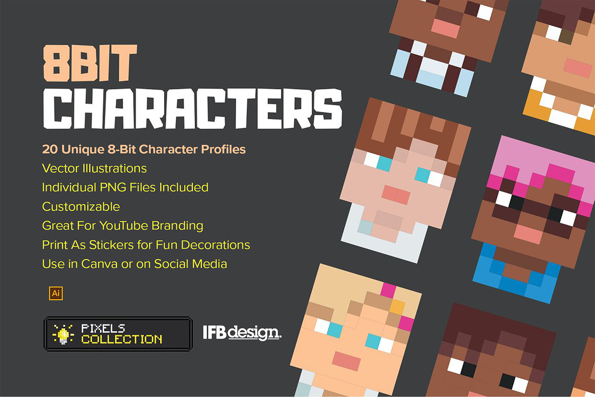 8-Bit Characters, an Illustration by IFBdesign