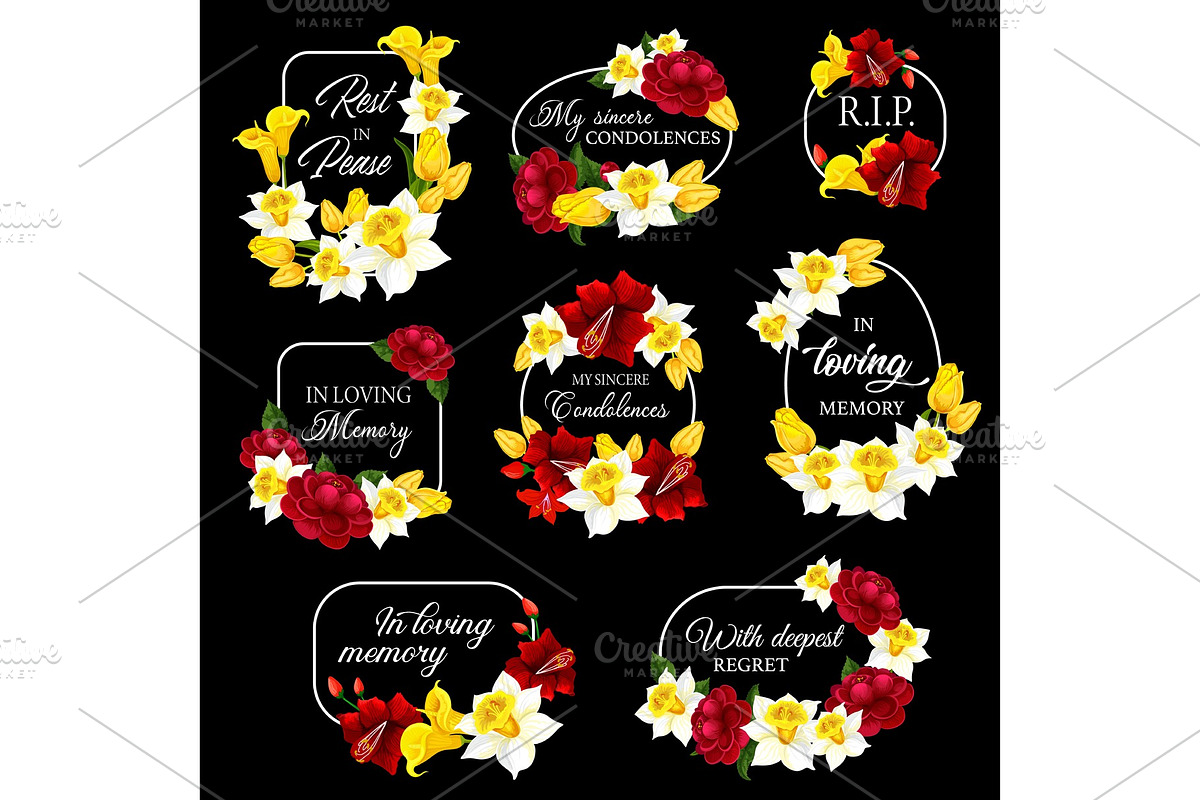 Funeral frames and obituary borders, an Illustration by Vector Tradition