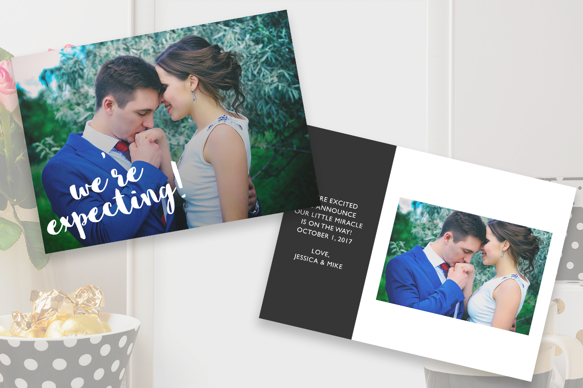 We're Expecting Announcement Card, a Card Template by ShalexDesigns