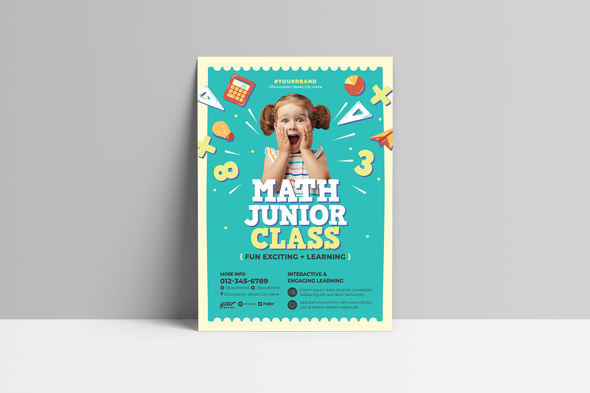 Math Class Education Flyer Template, a Flyer Template by BrandPacks