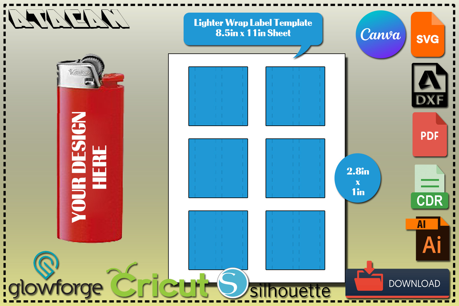 Lighter label Template Lighters wrap, a Graphic by AtacanDigital