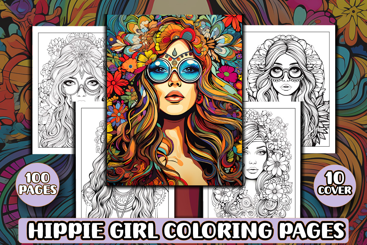 Hippie Girl Coloring Pages, an Object Graphic by protabsorkar11 ...