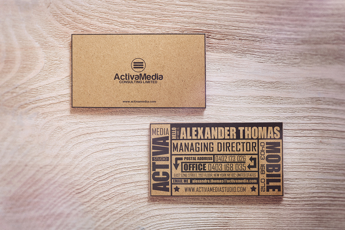 Kraft Paper Business Cards Bundle, a Business Card Template by Marvel