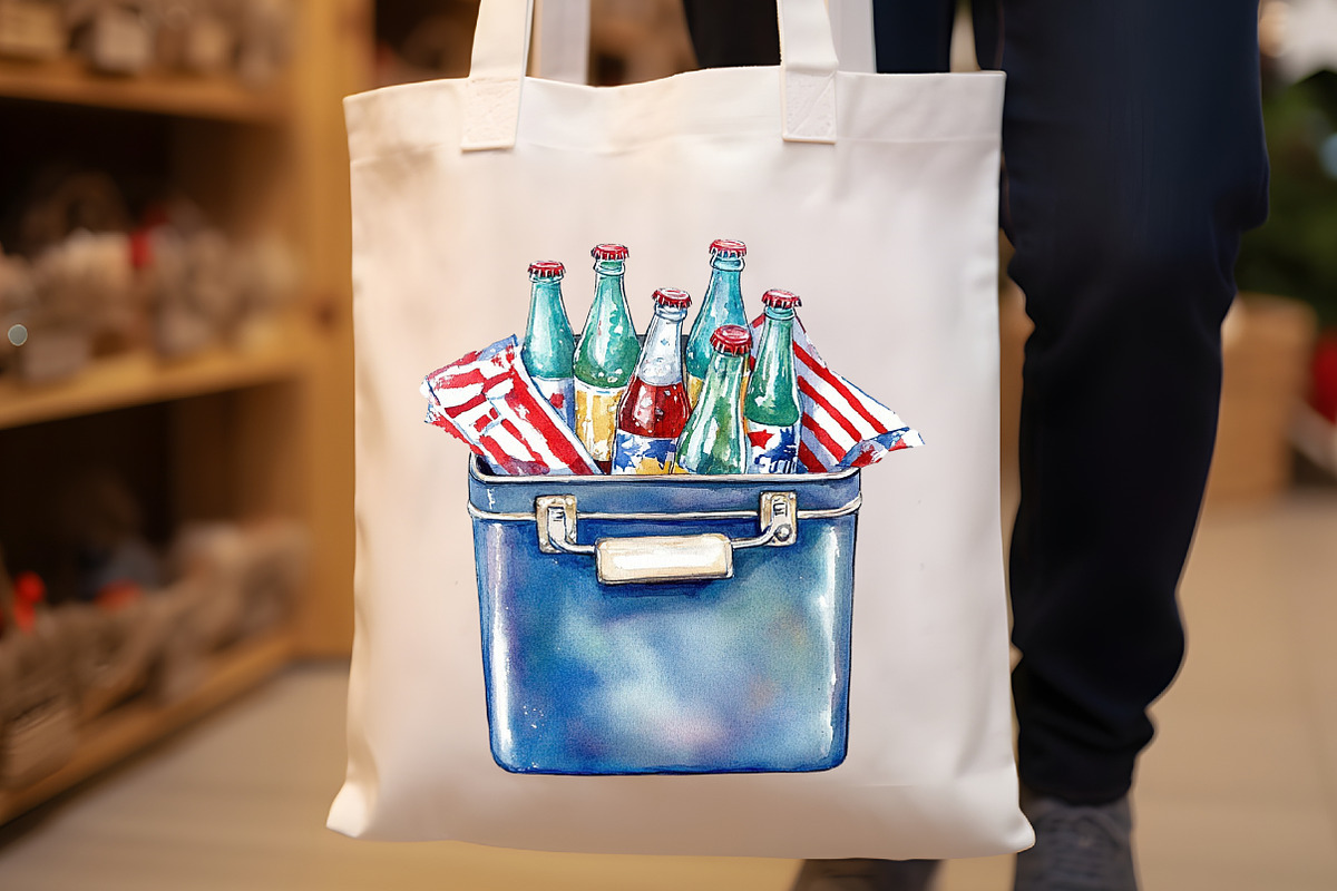 Watercolor Retro 4th of July Clipart, an Illustration by Rose Art