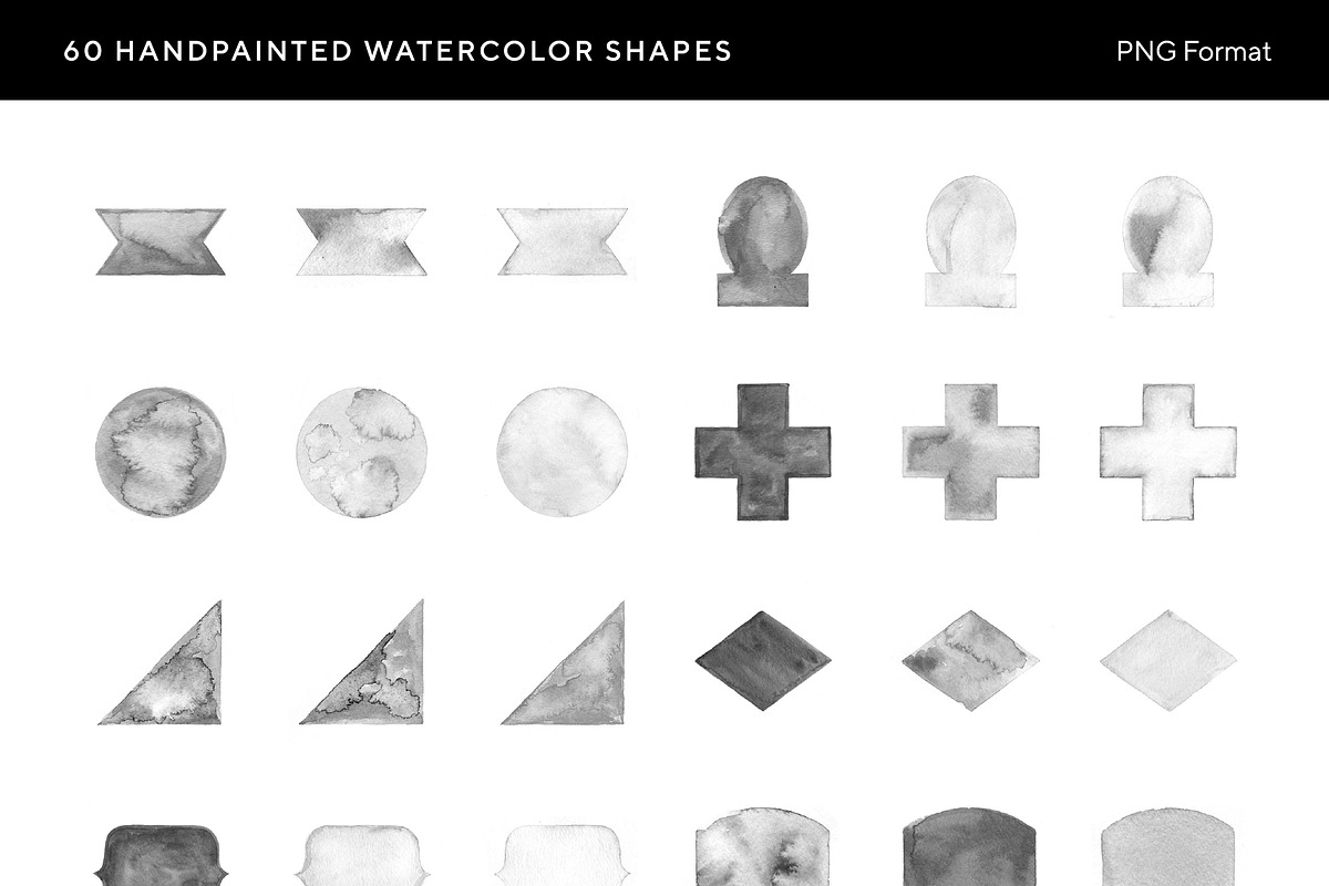 120 Watercolor Shapes PNG + EPS, an Object Graphic by RuleByArt