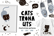 CATStronauts cute graphic kit, a Decorative Illustration by solmariart