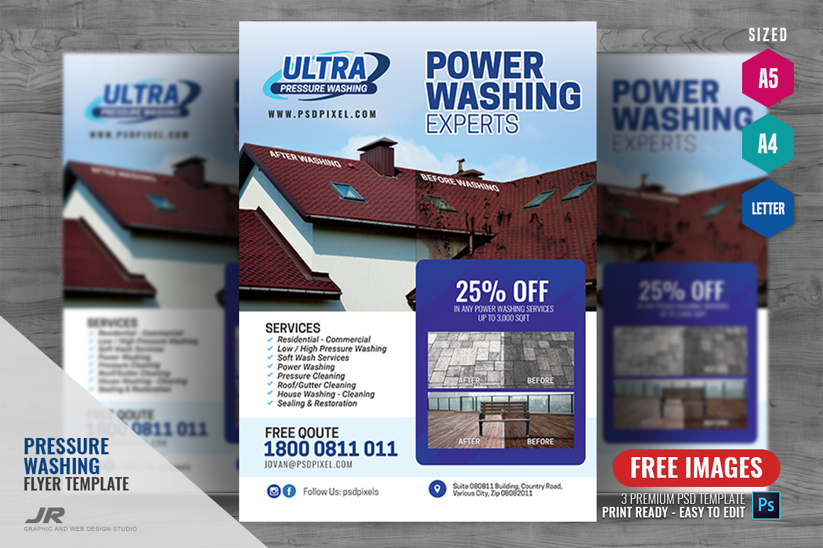 Power Wash Company Flyer, a Flyer Template by PSDPixel