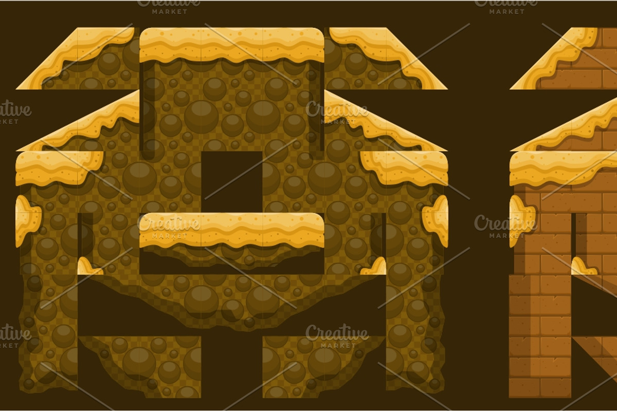 Platformer Game Tile Set 7, an Illustration by pzUH