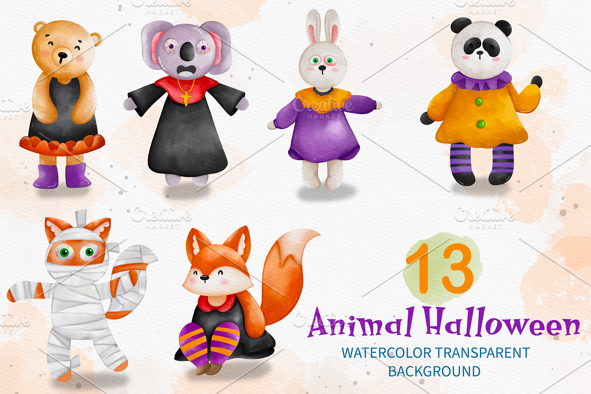 Animal Halloween, Halloween Clipart, an Animal Illustration by Apixsala