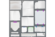 Note papers vector page of notepad or sheets of nootbook and stickers ...