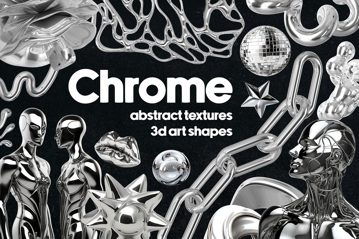 Chrome 3D Design Collection, a Graphic by LarysaZabrotskaya