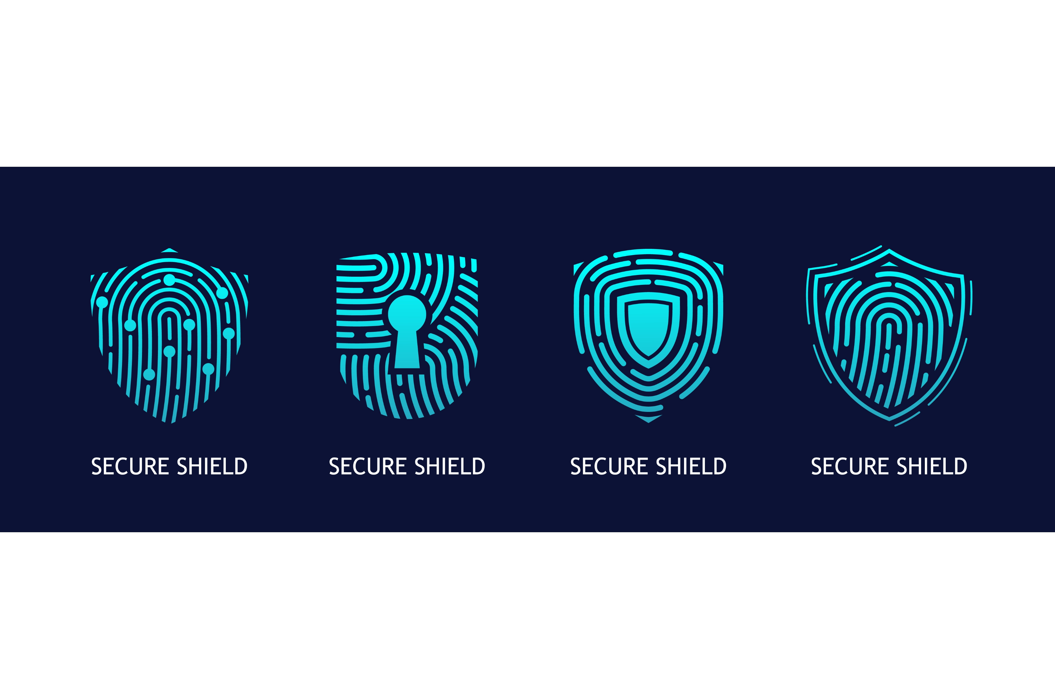 Secure shield, fingerprint and lock, a Technology Illustration by Buch&Bee