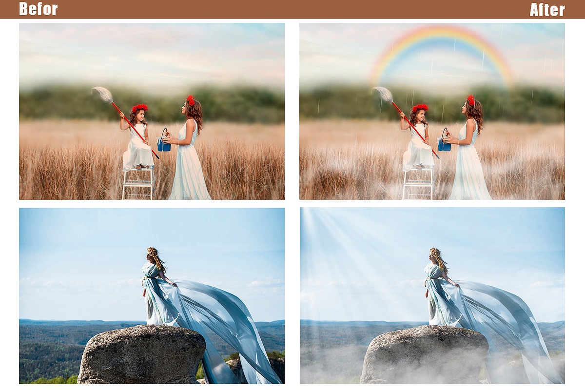 Weather rain sun fog snow overlay, a Layer Style Add-On by OverlayBox