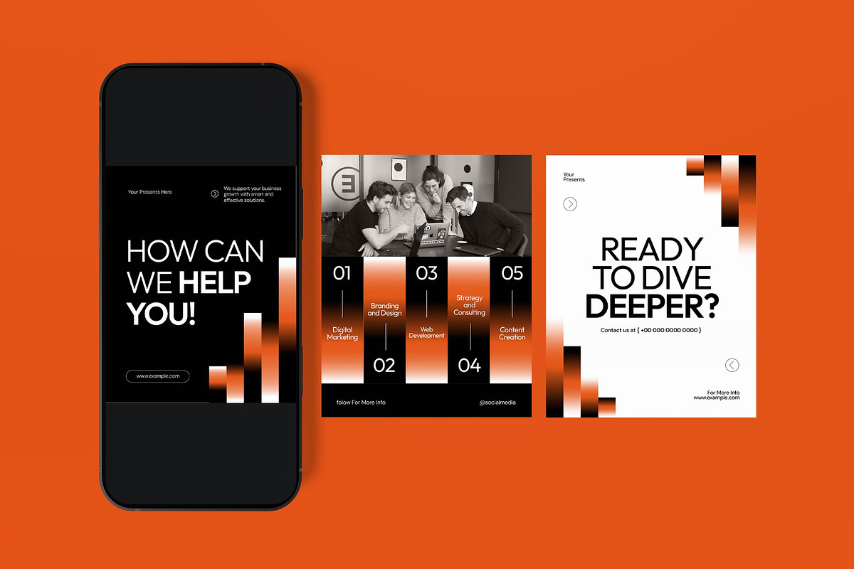 Business Instagram Grid Post, a Social Media Template by graphicook