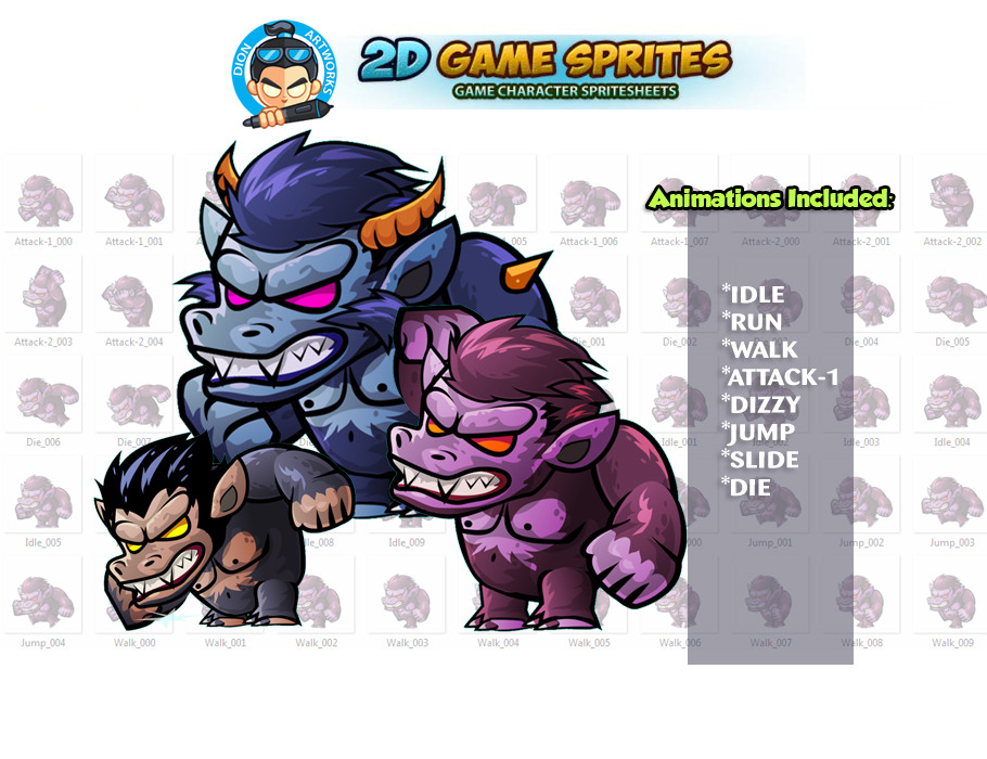 Beast Monster 2D Game sprites Set, an Illustration by DionArtworks