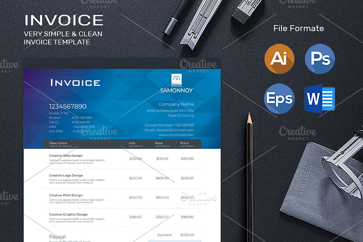 INVOICE, a Stationery Template by Design_Creator