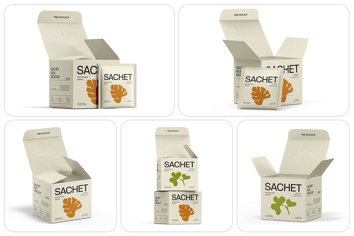 Tea Packaging Box With Sachet Mockup, a Packaging Mockup by Ram Studio