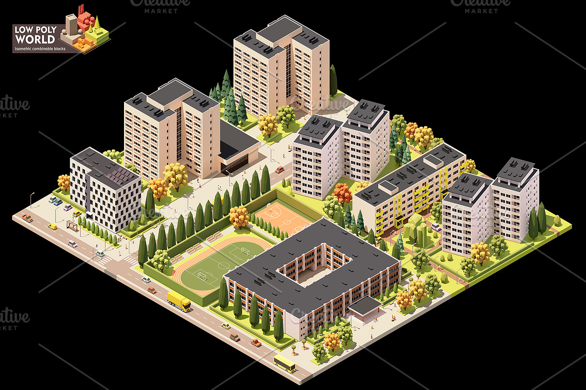 Vector isometric world map elements