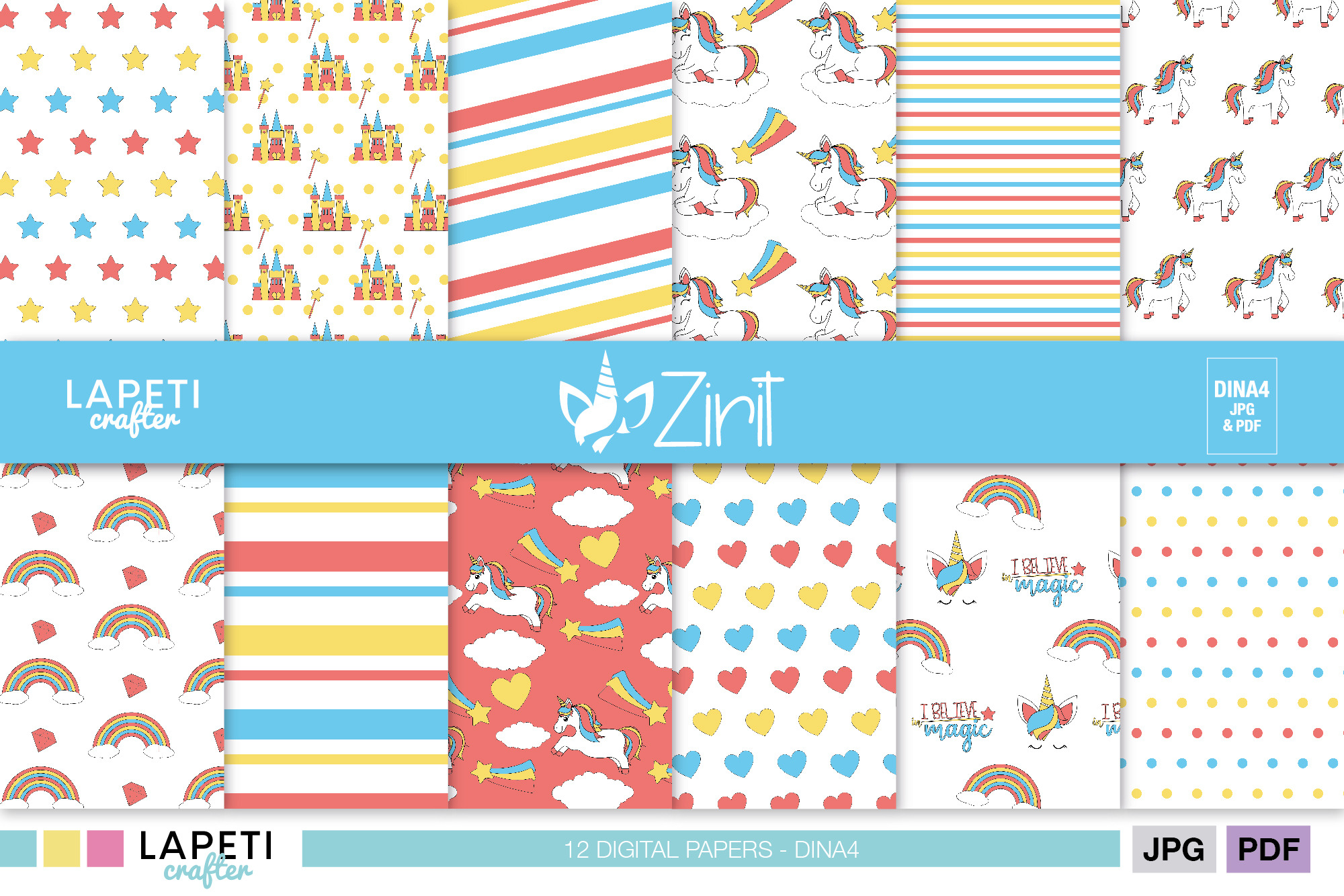 Unicorn Digital Paper Pack