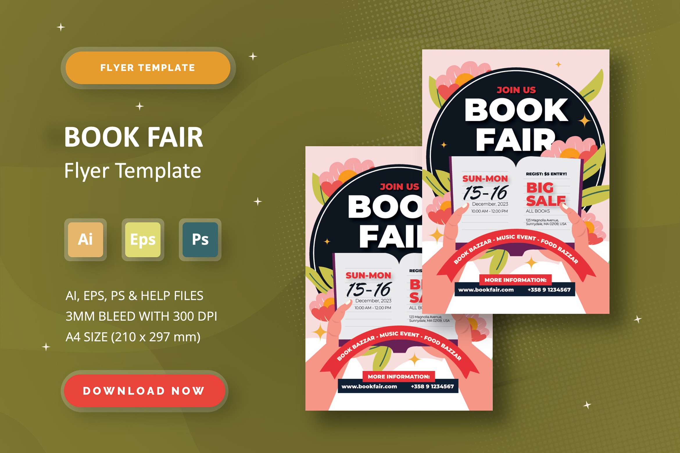 Book Fair - Flyer Template | Flyer Templates ~ Creative Market